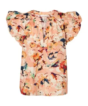 Ulla Johnson Floral Cotton Top - Nude