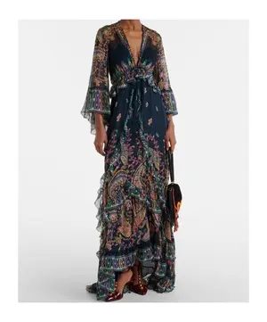 Etro Paisley Pattern Multi-layered Silk Chiffon Dress