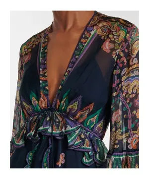 Etro Paisley Pattern Multi-layered Silk Chiffon Dress