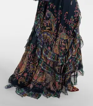 Etro Paisley Pattern Multi-layered Silk Chiffon Dress
