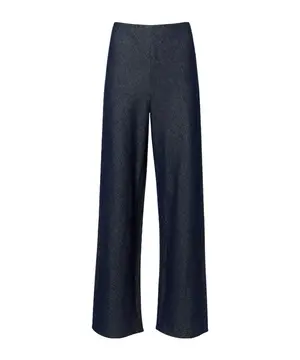 Vince Colette Cotton And Linen Chambray Wide-leg Pants - Black