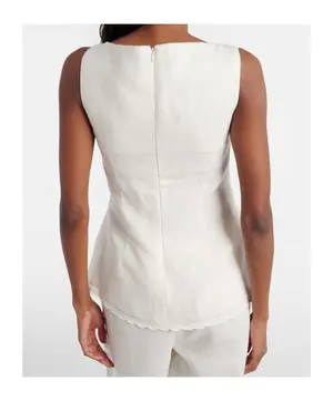 Posse Effi Scalloped Linen Tank Top