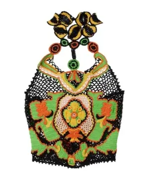 Etro Floral Crochet Cotton Crop Top - Multicolor