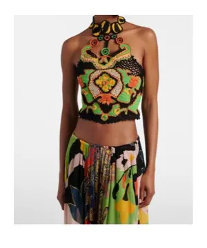 Etro Floral Crochet Cotton Crop Top