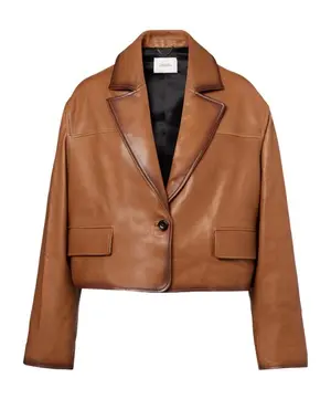 Dorothee Schumacher Cropped Leather Jacket - Brown