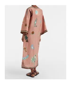ALEMAIS Linen And Silk-blend Wrap Midi Dress