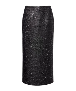 Carolina Herrera Sequined Tweed Pencil Skirt - Black