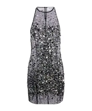 Attico Sequined Sheer Minidress - Black