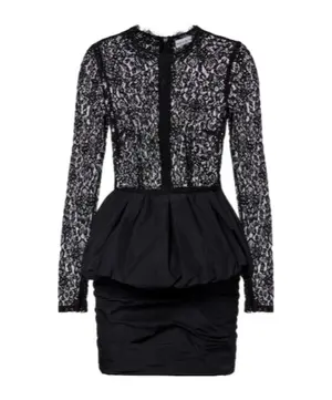 Rebecca Vallance Dixie Peplum Lace And Taffeta Minidress - Black