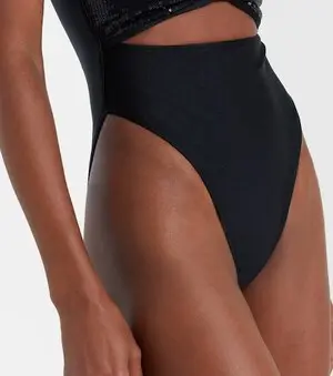ADRIANA DEGREAS Cutout Sequined Swimsuit