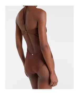 ADRIANA DEGREAS Solid Chain Halterneck Swimsuit