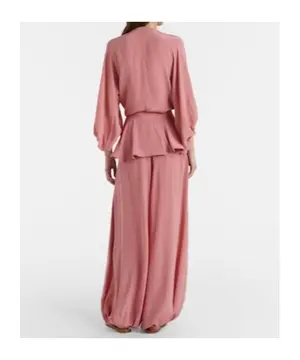 ADRIANA DEGREAS Solid Peplum Balloon Pants