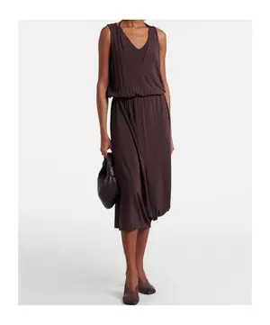 LEMAIRE Draped Midi Dress - Wine Red