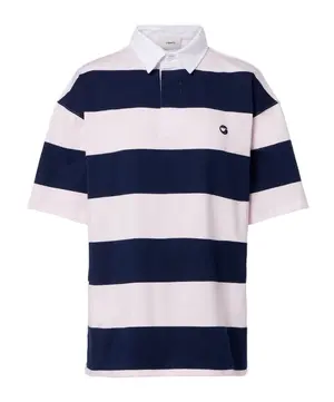 Coperni Striped Cotton Polo Shirt - Black