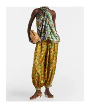 ALEMAIS Cece Floral Silk Tapered Pants