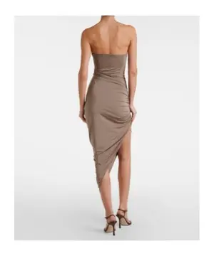 NENSI DOJAKA Strapless Asymmetric Draped Cocktail Dress