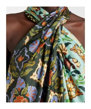 ALEMAIS Cece Floral Silk Halterneck Top