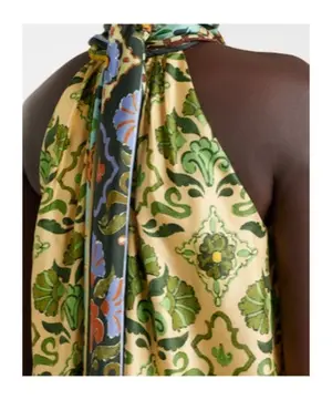 ALEMAIS Cece Floral Silk Halterneck Top