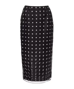 EMILIA WICKSTEAD Polka-dot Silk Taffeta Pencil Skirt - Black
