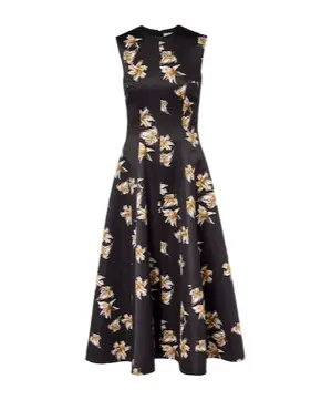 EMILIA WICKSTEAD Mara Floral Duchess Satin Midi Dress - Black