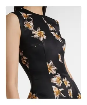 EMILIA WICKSTEAD Mara Floral Duchess Satin Midi Dress - Black