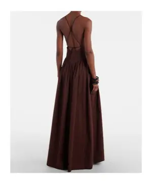 ADRIANA DEGREAS Open-back Cotton Maxi Dress