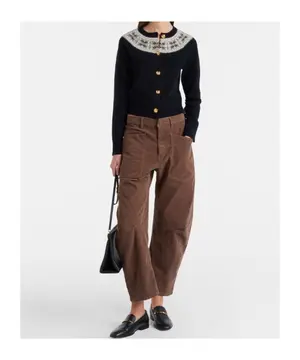 NILI LOTAN Shon Corduroy Barrel-leg Pants - Red