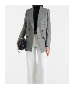 NILI LOTAN Weston Plaid Virgin Wool Blazer