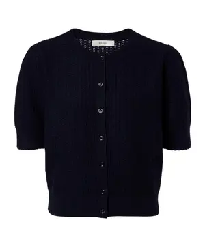 FRAME Ladder Pointelle Cashmere Cardigan - Black