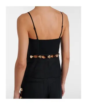 Simkhai Cutout Embellished Linen-blend Camisole