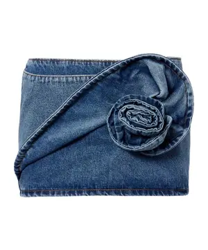 Magda Butrym Floral-appliqué Denim Miniskirt - Blue