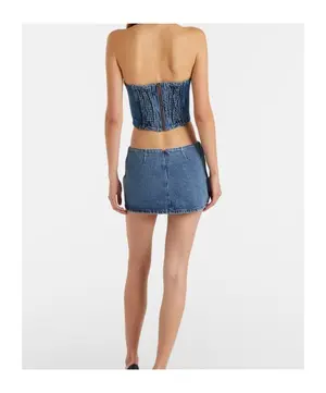 Magda Butrym Floral Appliqué Denim Miniskirt