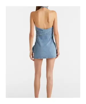 Magda Butrym Floral Appliqué Denim Mini Dress