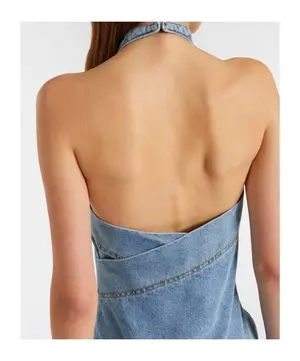 Magda Butrym Floral Appliqué Denim Mini Dress