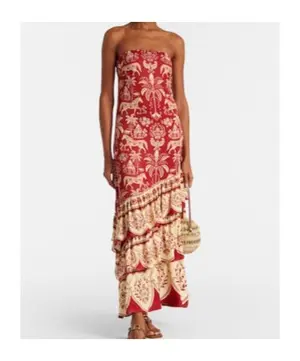 Farm Rio Haras Printed Tiered Maxi Dress
