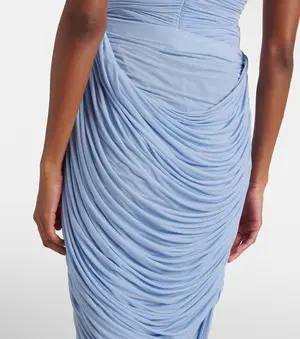 Magda Butrym Draped Ruched Jersey Midi Skirt
