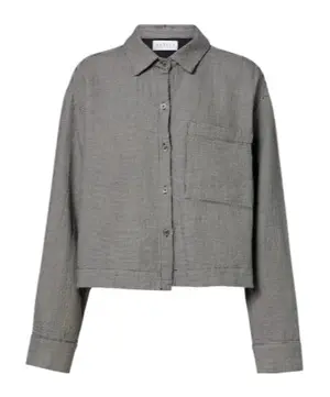 Velvet By Graham & Spencer Adeline Houndstooth Cotton Shirt - Gray