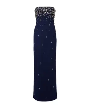 Simkhai Reign Embellished Crepe Bustier Gown - Blue