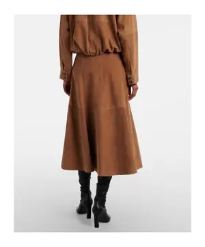Simkhai Bonnie Suede Midi Skirt