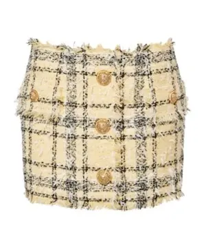 Balmain Sequined Cotton-blend Tweed Miniskirt - Nude