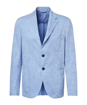 Etro Woven Cotton Jersey Blazer - Blue