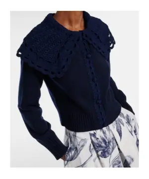 Erdem Crochet-trimmed Wool-blend Cardigan