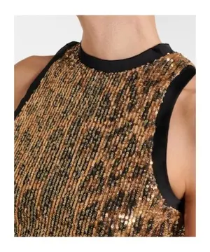 Roberto Cavalli Sequined Leopard Print Mini Dress