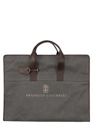 Brunello Cucinelli Techno Fabric And Calfskin Garment Bag - Multicolor