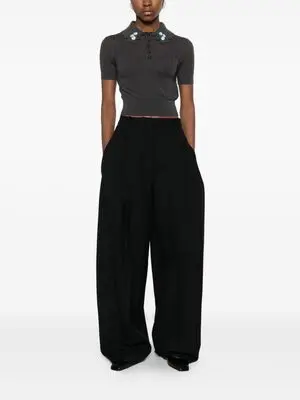 SELF-PORTRAIT Wool Embroidered Polo Shirt