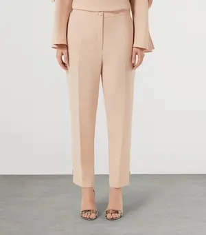 Marina Rinaldi Cady Tailored Trousers With Hem Slit