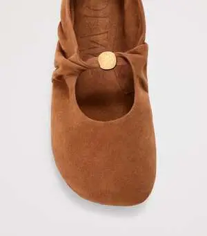 Loewe Suede Pebble Soft Ballet Flats - Brown
