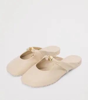 Loewe Leather Pebble Mules - Beige
