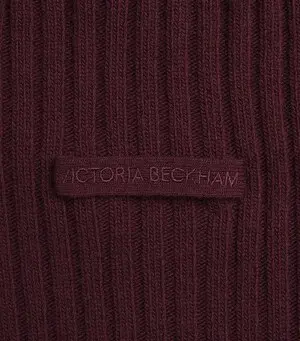 Victoria Beckham Wool-cashmere Ribbed High Neck Sweater - Brown