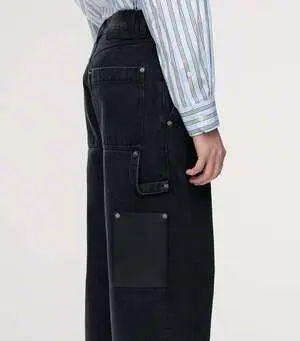 Loewe Straight Leg Jeans With Suede Trim